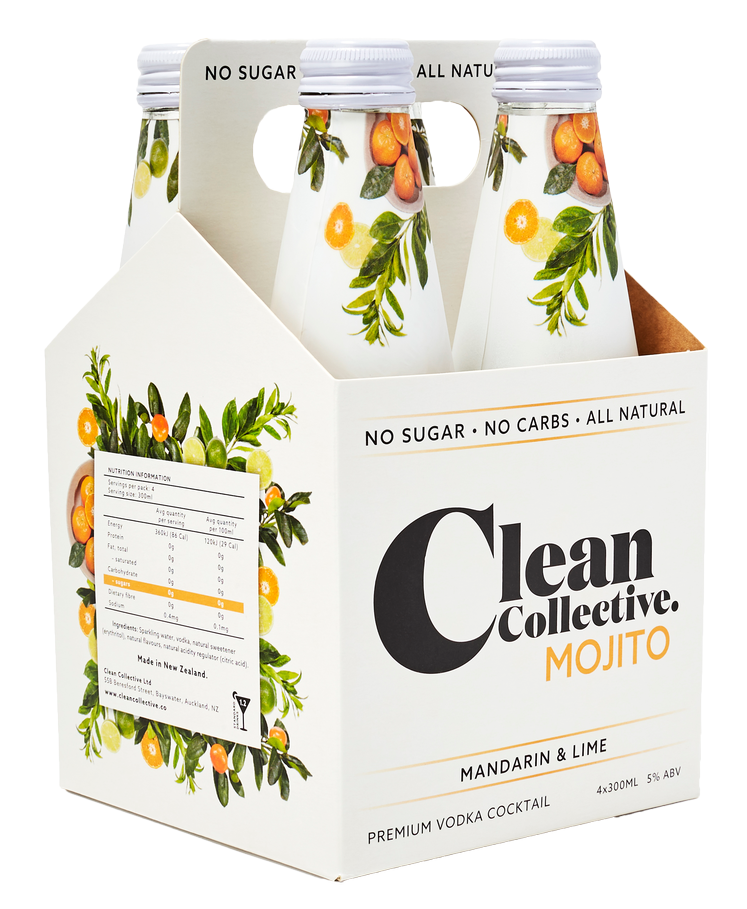 Clean Collective Mojito Mandarin & Lime 5% 4 Pack Bottles 300ml ...