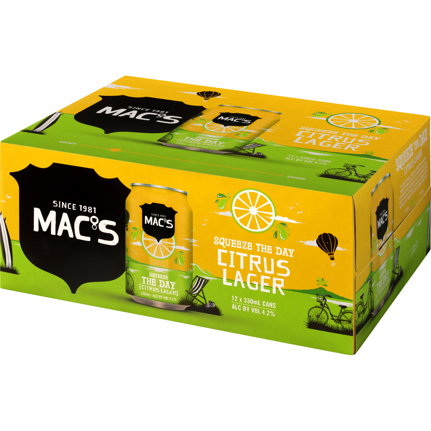 Macs Squeeze the Day Citrus Lager 12 Pack Cans 330ml | Liquorland
