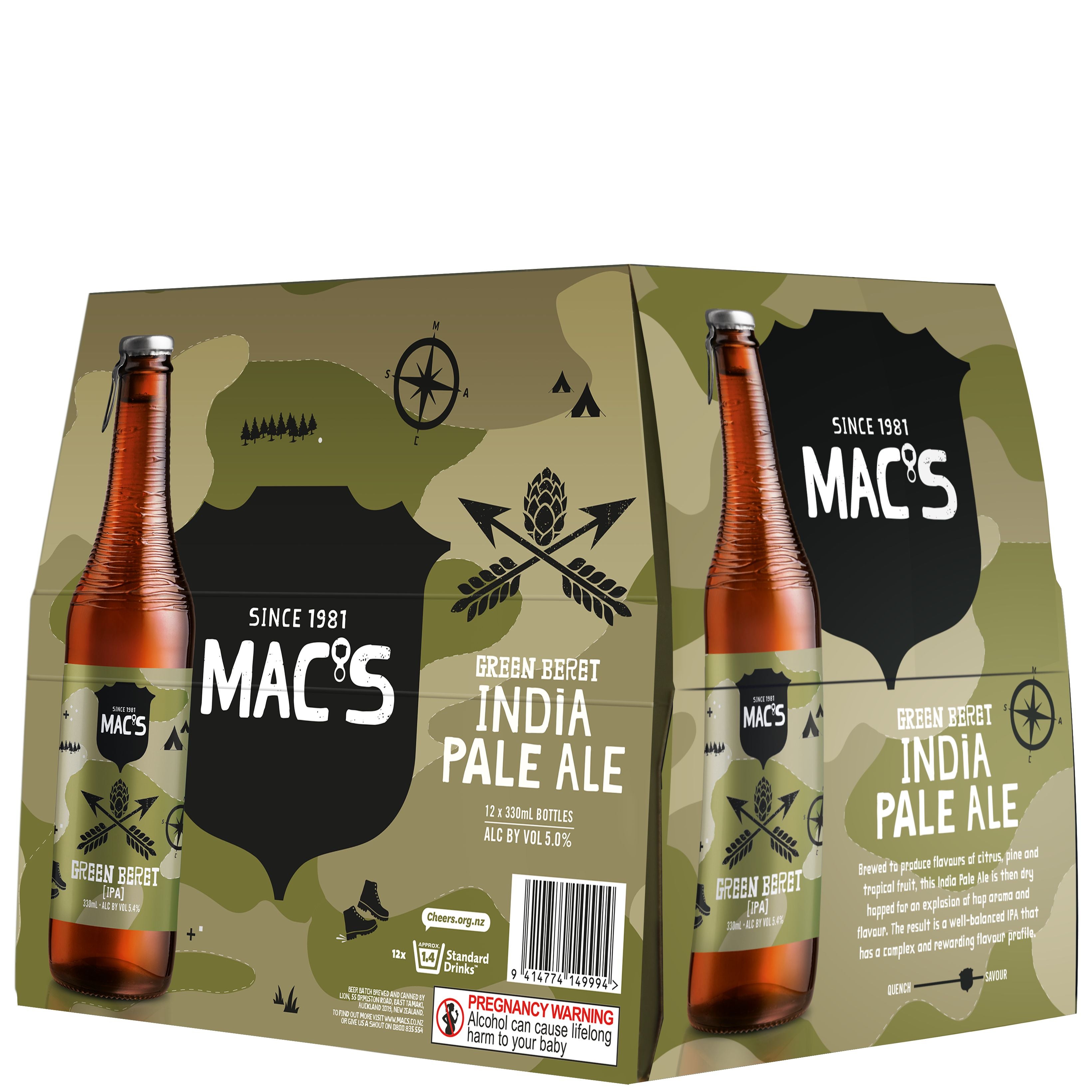 Macs Green Beret IPA 12 Pack Bottles 330ml | Liquorland