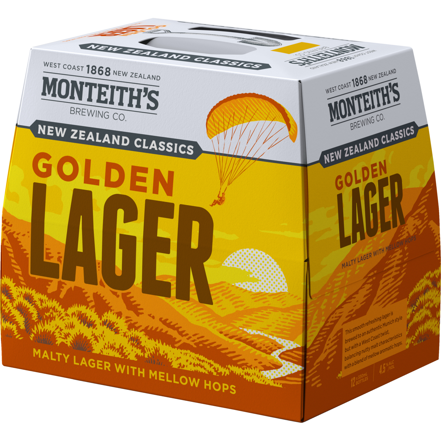 Monteiths Classics Golden Lager 6 Pack Bottles 330ml | Liquorland