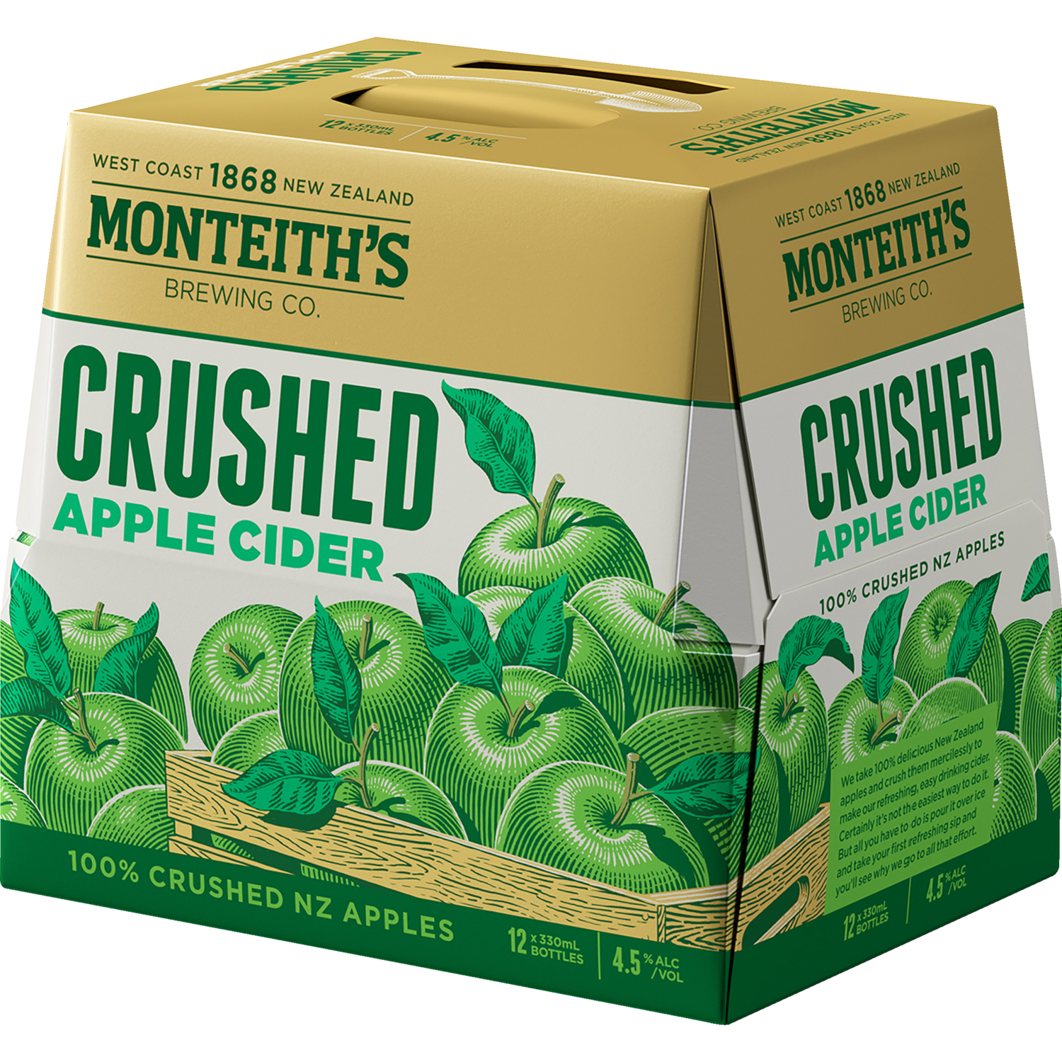 Monteiths Crushed Apple Cider 12 Pack Bottles 330ml | Liquorland